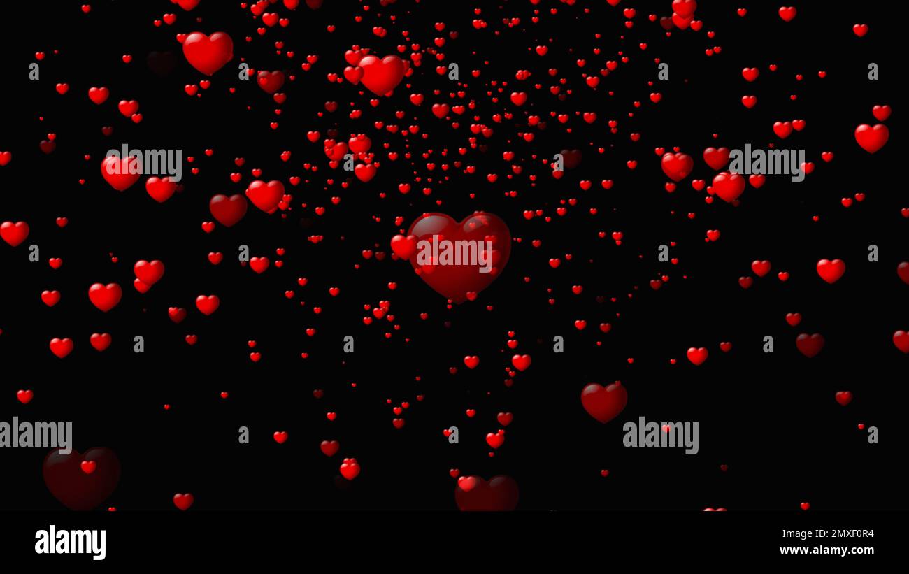 Heart of Valentines petals falling on transparent background. Red Heart ...
