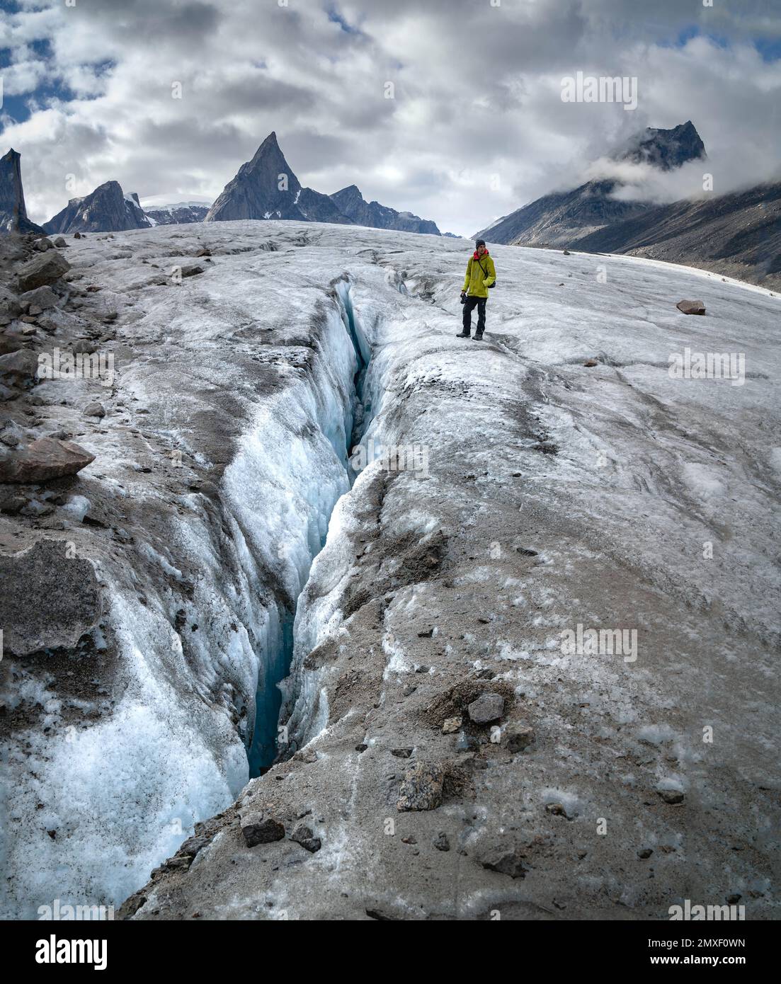 The tongue of Tupermit Glacier in Akshayuk Pass. Auyuittuq National ...
