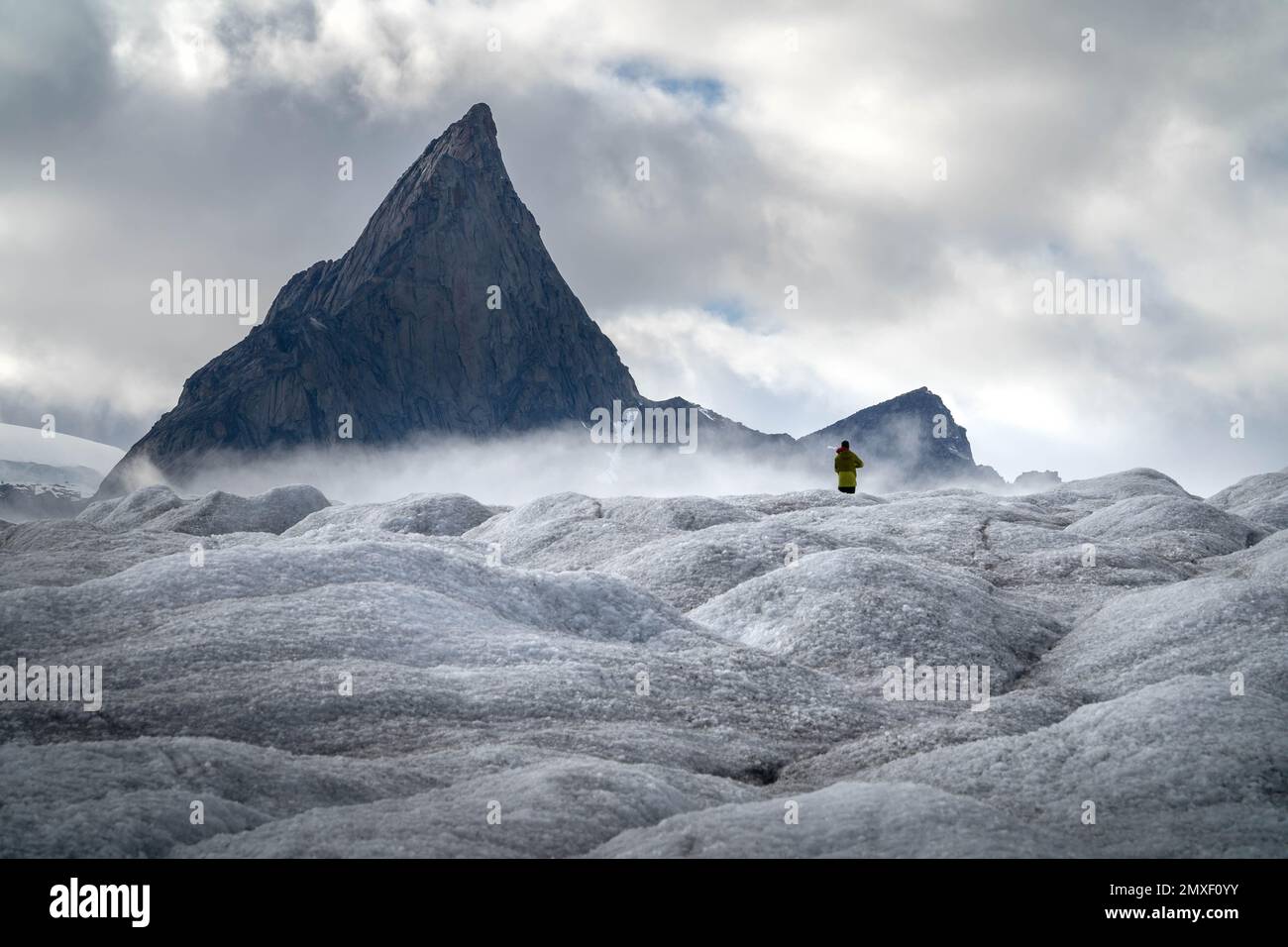 The tongue of Tupermit Glacier in Akshayuk Pass. Auyuittuq National ...