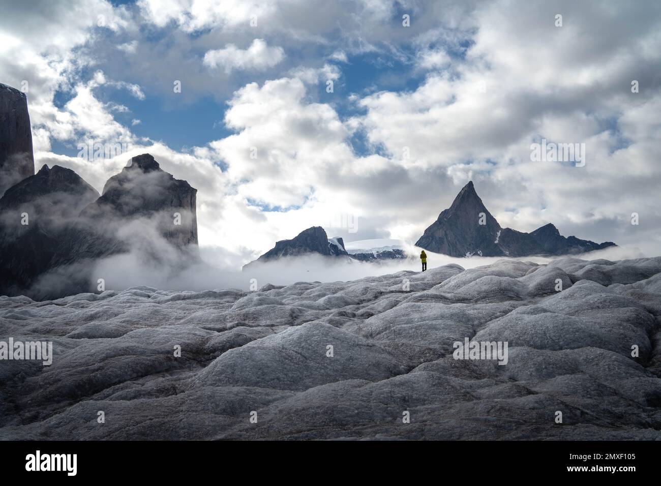 The tongue of Tupermit Glacier in Akshayuk Pass. Auyuittuq National ...