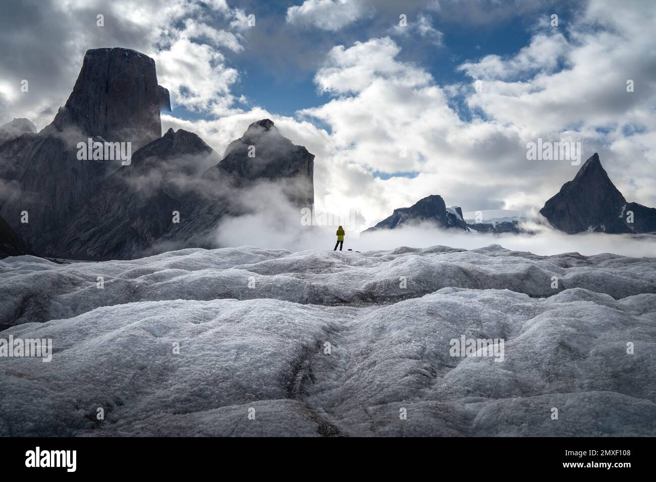 The tongue of Tupermit Glacier in Akshayuk Pass. Auyuittuq National ...