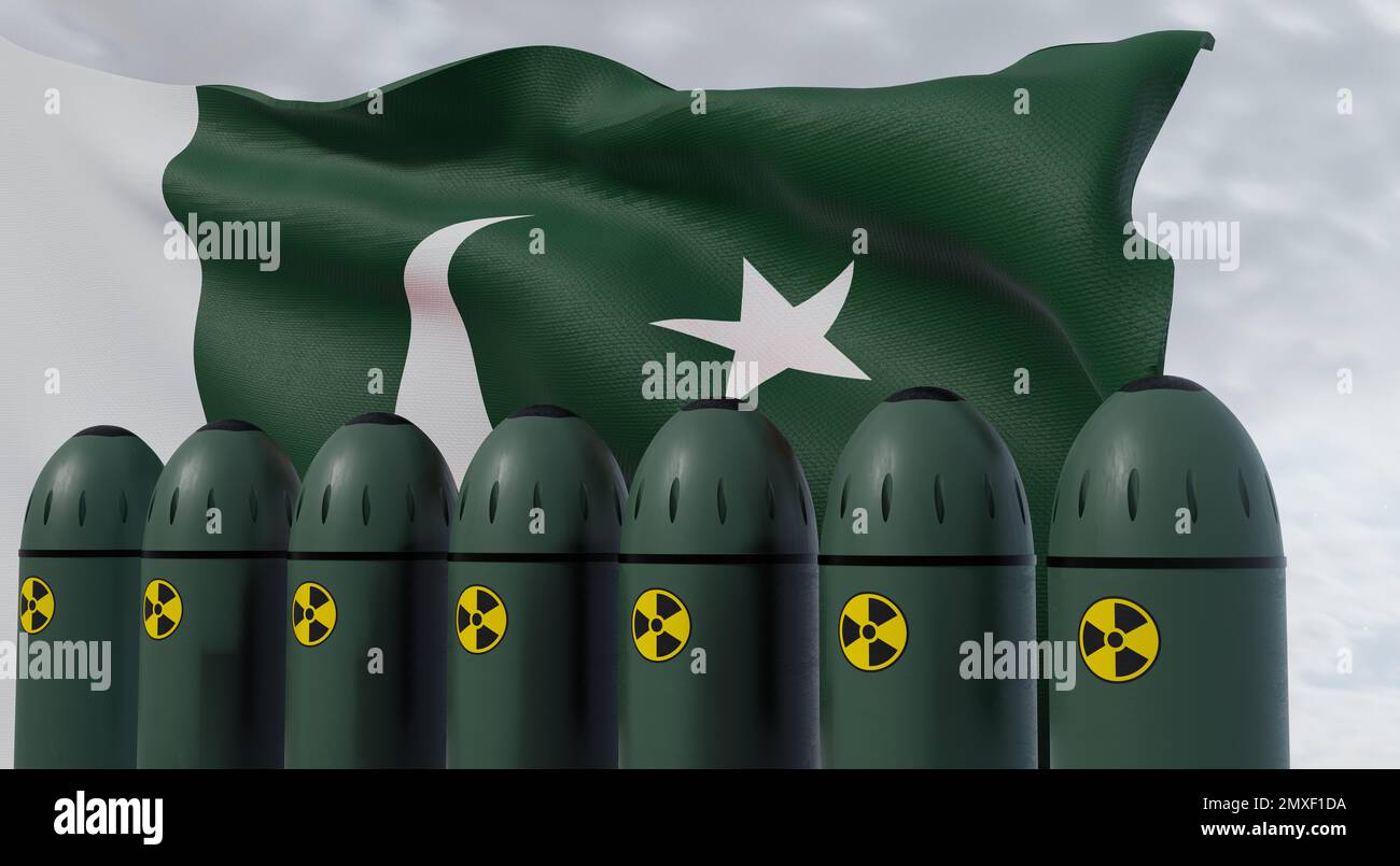 Nuclear missiles and Pakistan flag in background. Missiles with ...