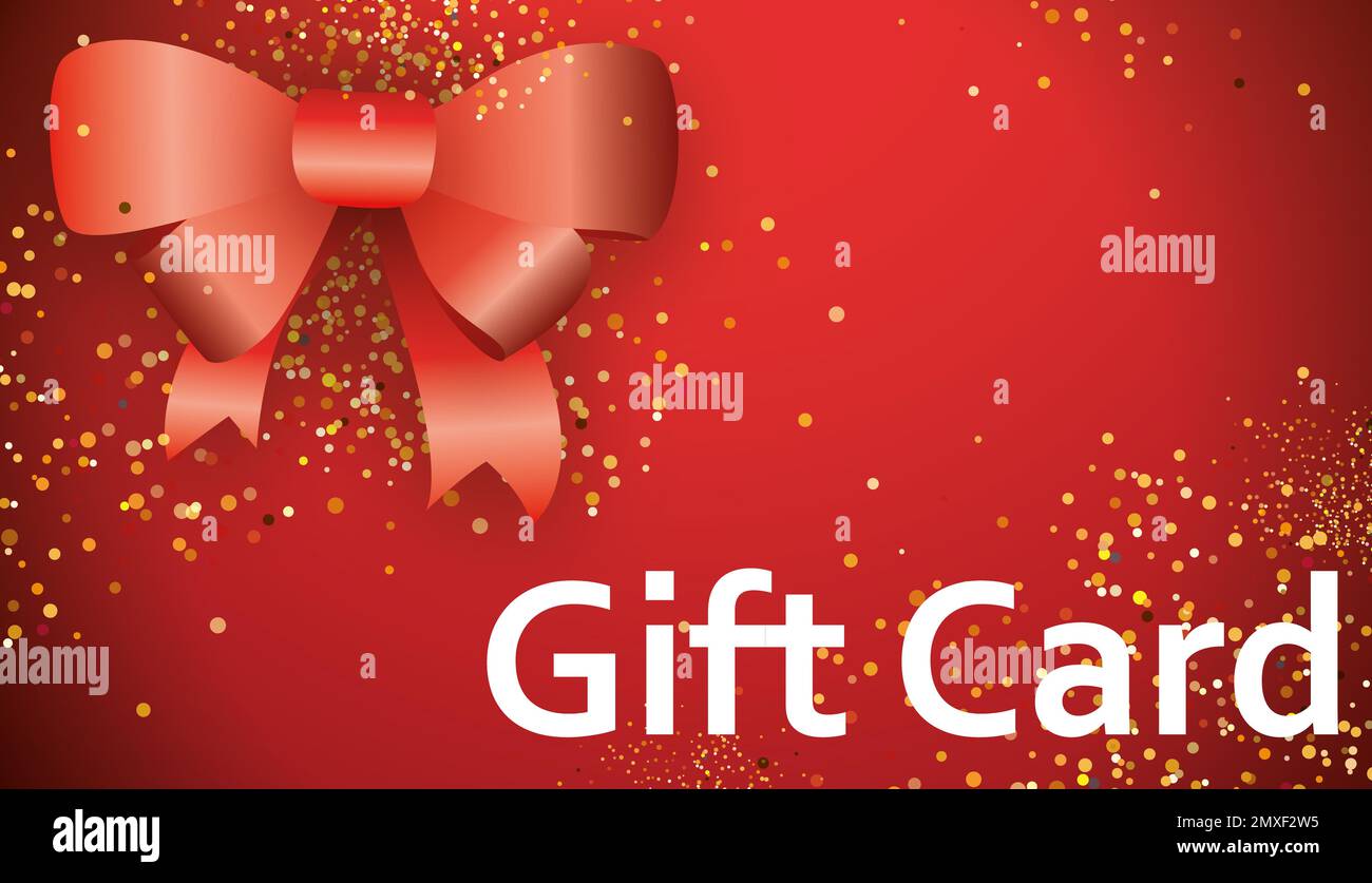 Illustration of gift card with bow Stock Photo - Alamy