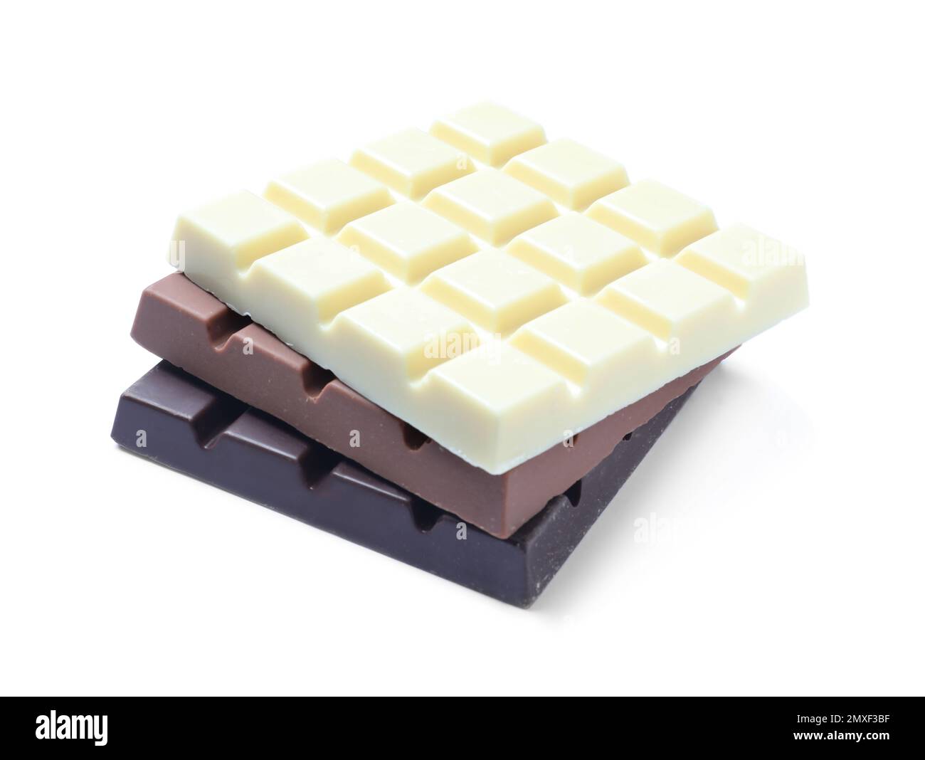 Different delicious chocolate bars isolated on white Stock Photo - Alamy