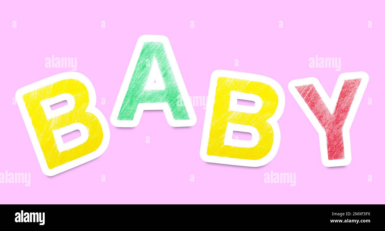 Word BABY made of paper letters on pink background. Banner design Stock ...