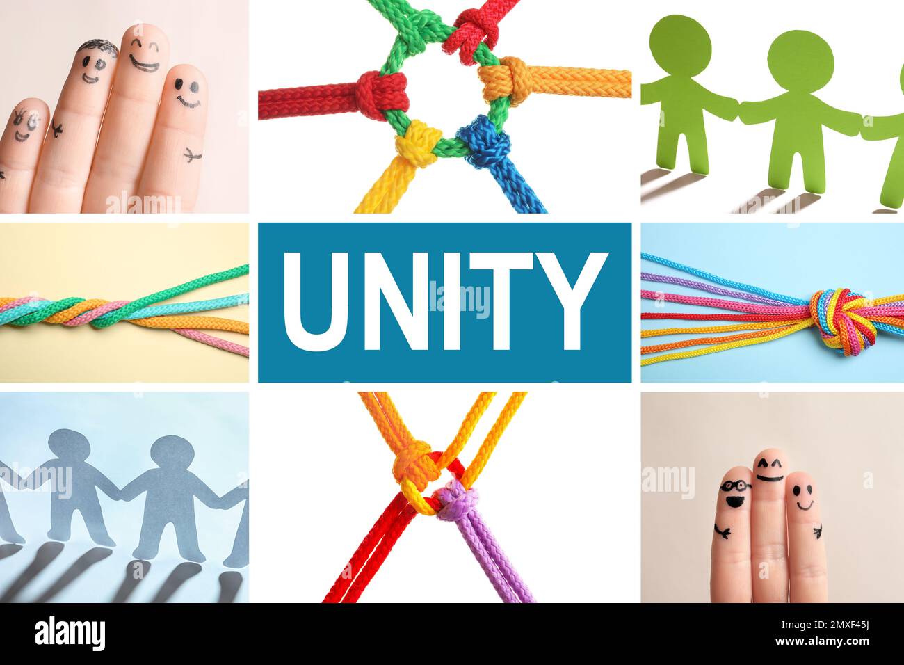 Collage with different photos. Concept of unity and support Stock Photo ...