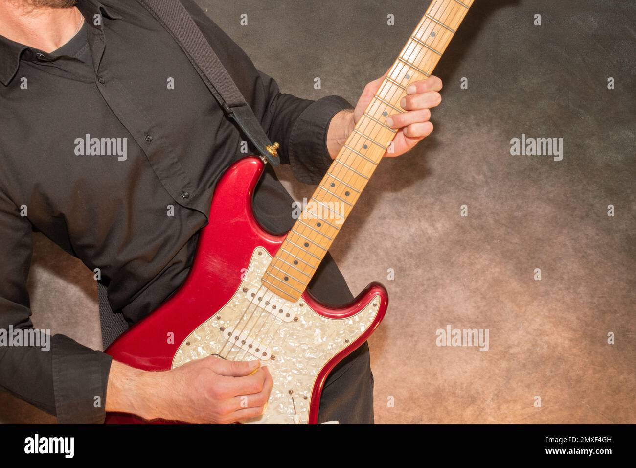 Vaduz, Liechtenstein, December 23, 2022 Musician is playing with a ...