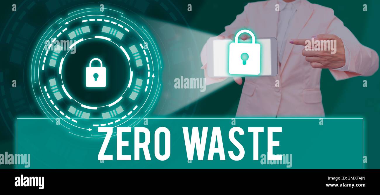 Text sign showing Zero Waste. Business concept industrial responsibility includes composting ...