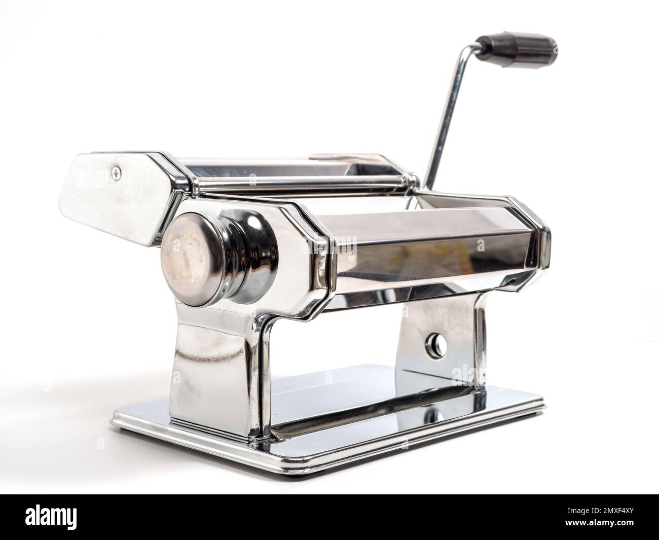 Hand machine for rolling out dough and pasta. Noodle cutter. Chrome ...