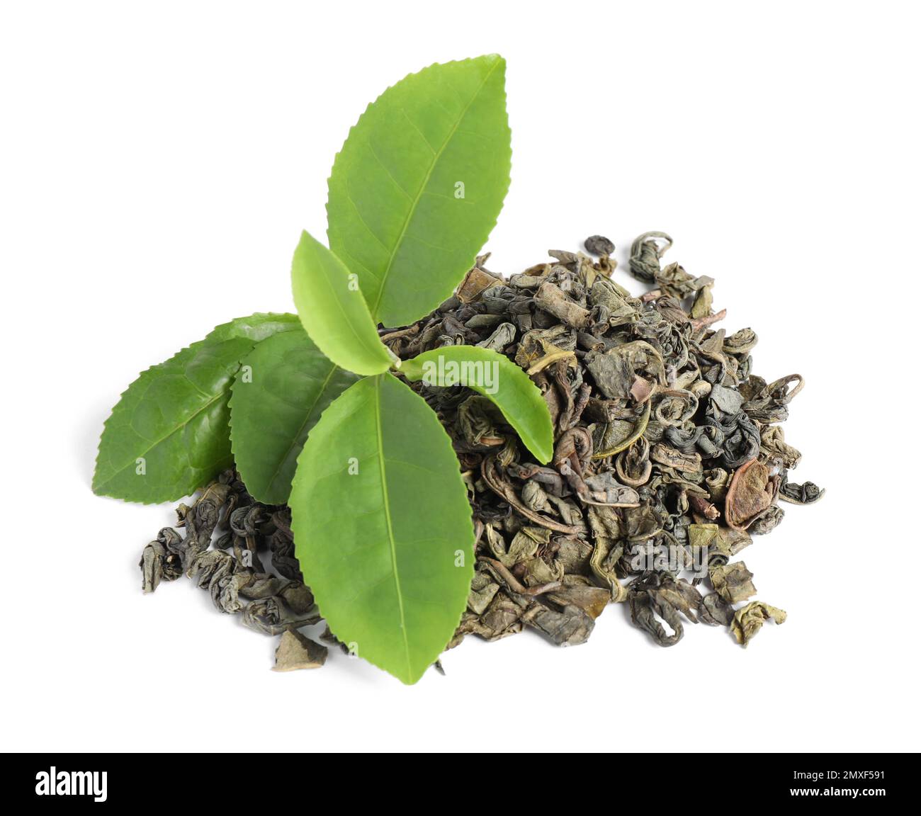 Dry and fresh tea leaves isolated on white Stock Photo - Alamy