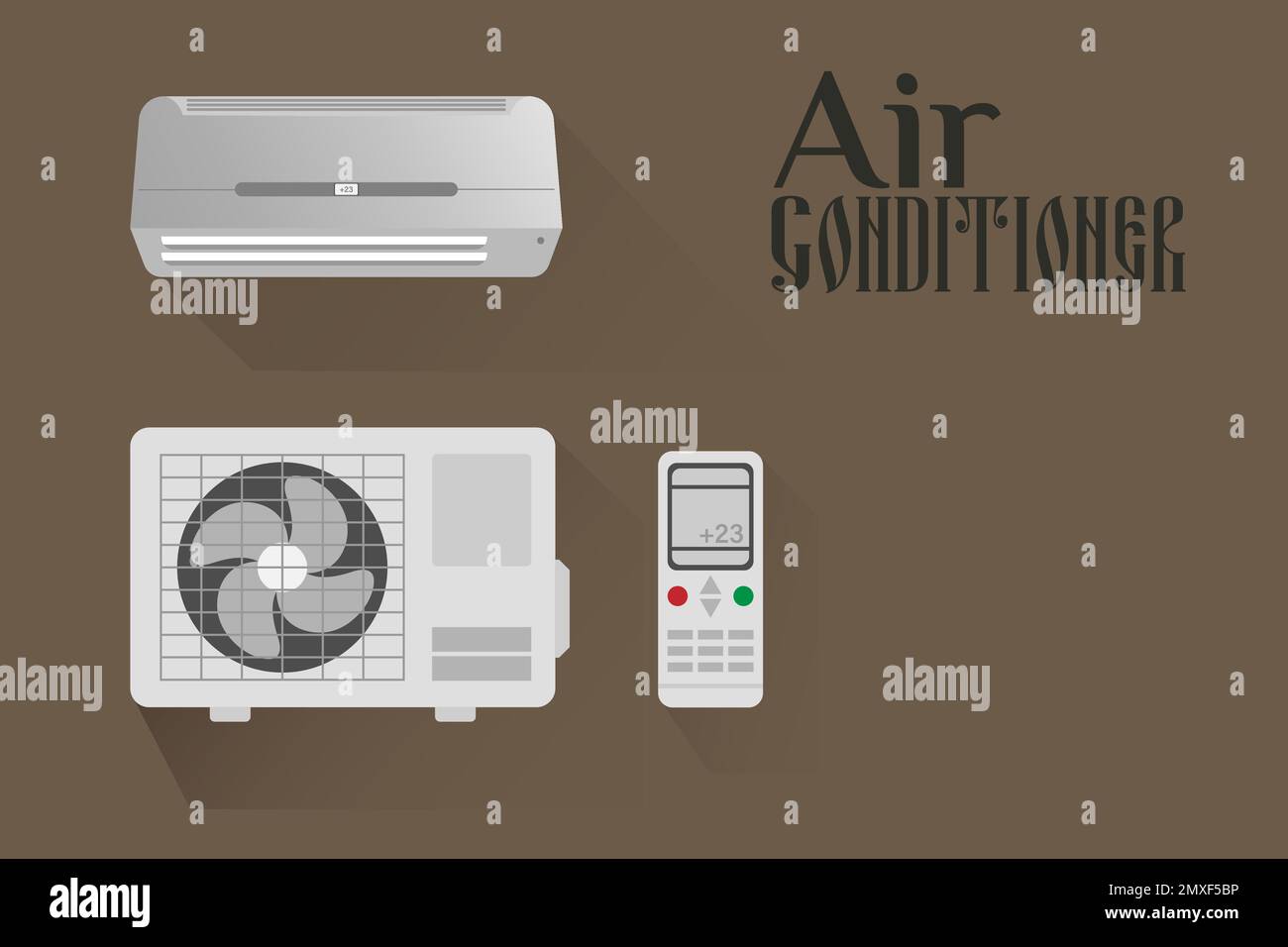 Air conditioner and split air control system templates set, realistic ...