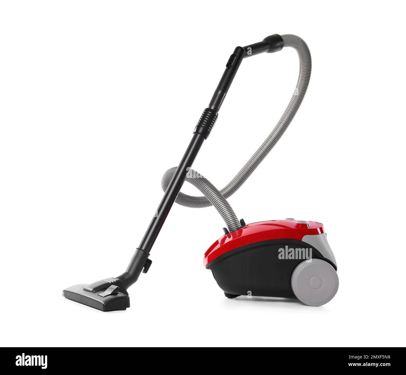 Modern red vacuum cleaner isolated on white Stock Photo - Alamy