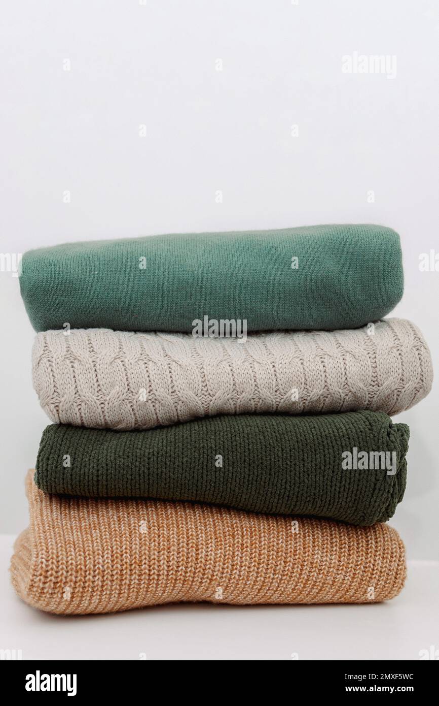 A stack of clothes. Clothes Donation, Renewable Concept.Preparing ...