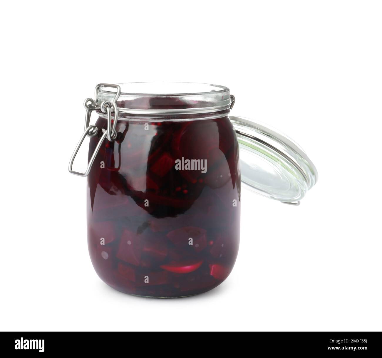 Pickled beets in glass jar isolated on white Stock Photo - Alamy