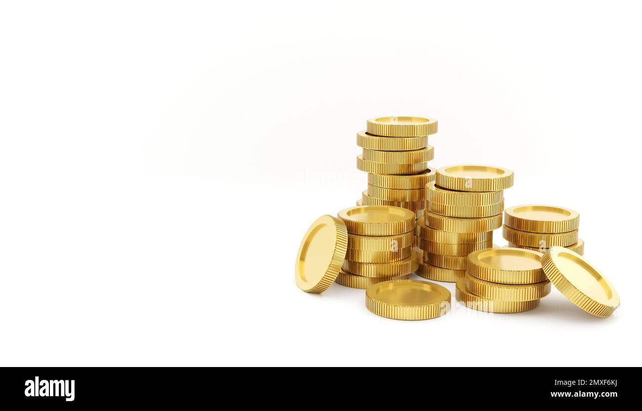 Gold coin stack with copy space. . Business, finance and saving concept ...
