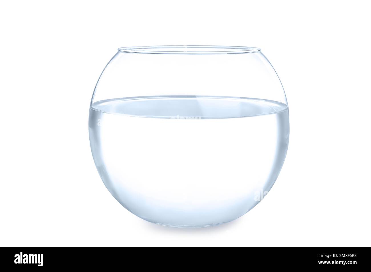Glass fish bowl with clear water isolated on white Stock Photo - Alamy