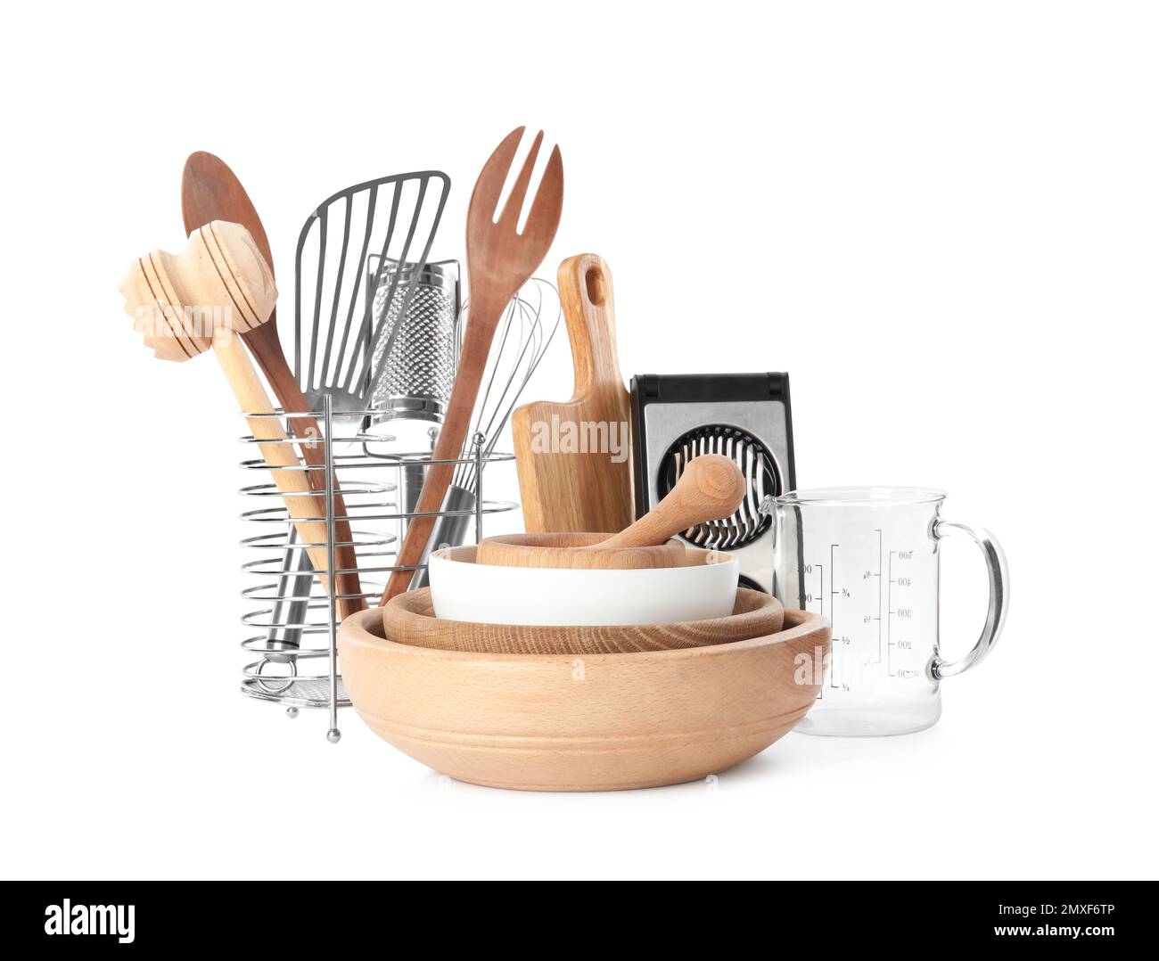 Set of different cooking utensils and dishes on white background Stock ...