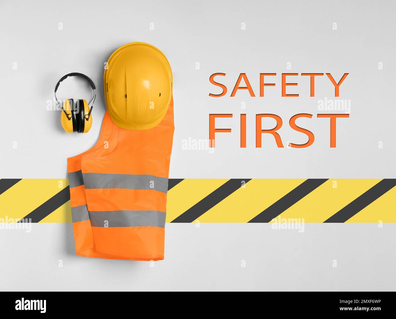 Different safety equipment on light background, flat lay Stock Photo ...