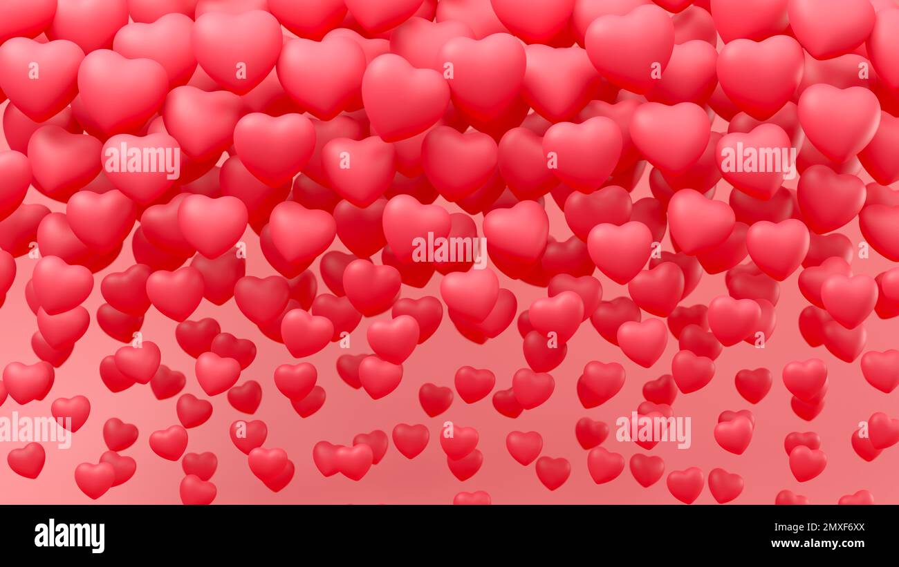 Flying many red hearts background. Valentine day backdrop. 3d render illustration Stock Photo ...