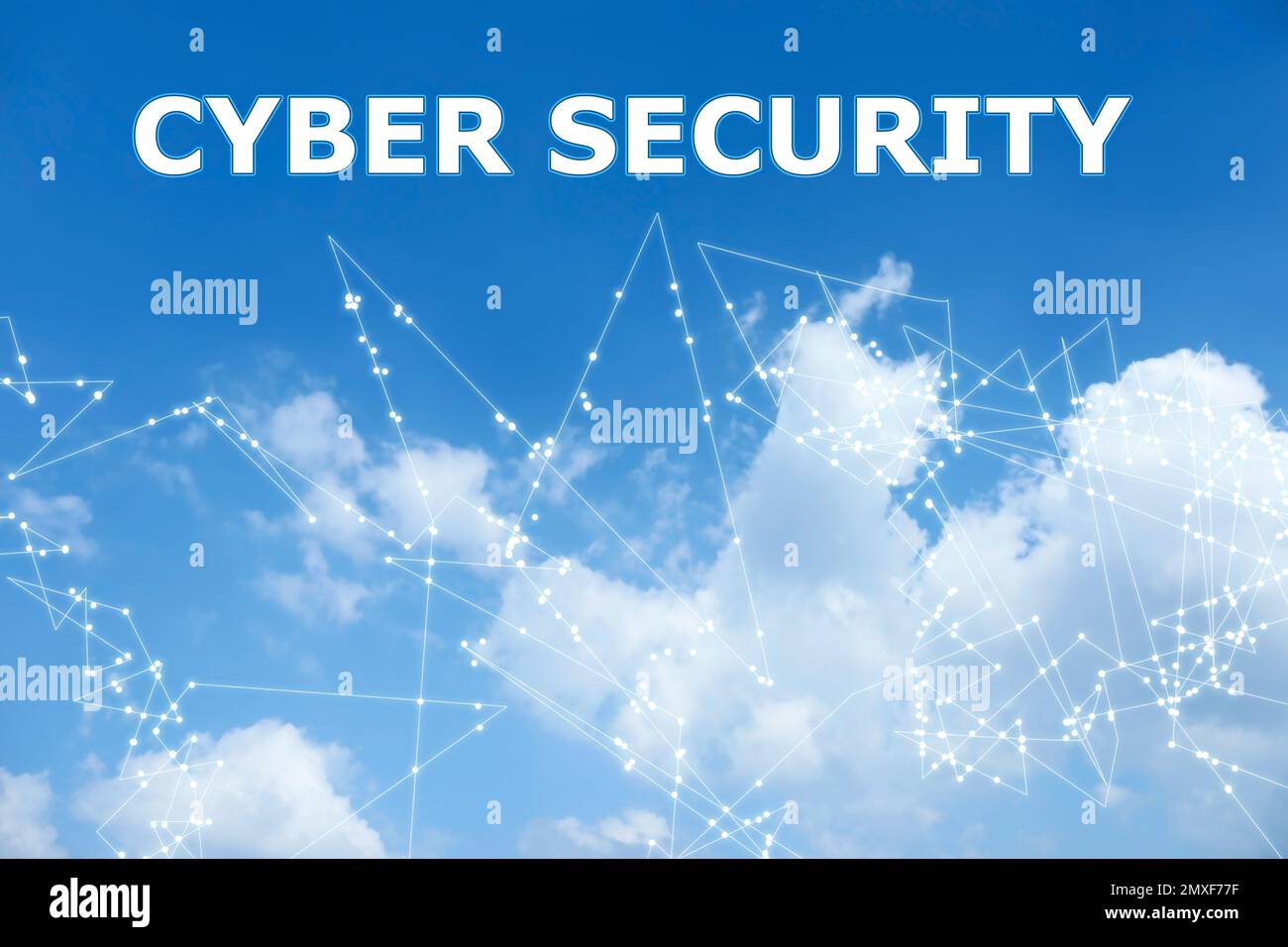 Blue sky with clouds, scheme and text Cyber Security Stock Photo - Alamy