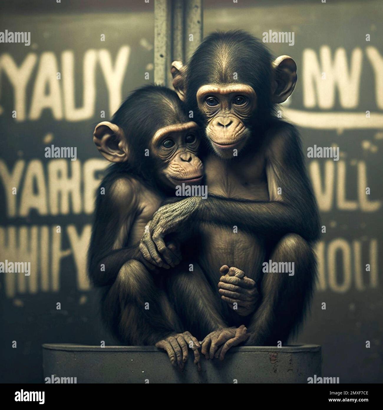 Hug hugging monkeys hi-res stock photography and images - Alamy