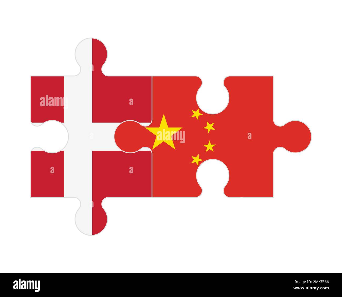 Connected puzzle of flags of Denmark and China, vector Stock Vector ...