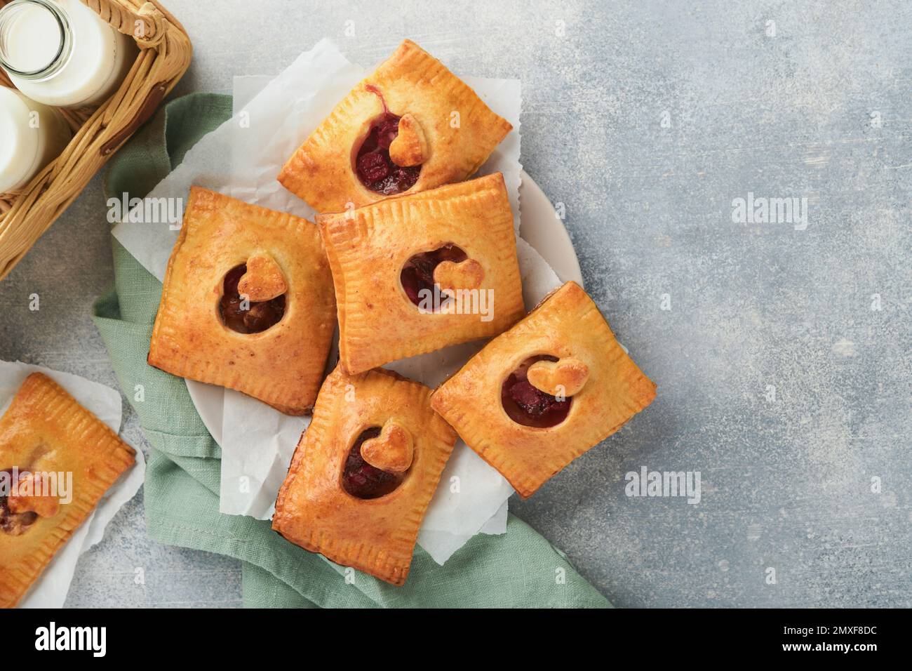 Valentines day heart shaped Hand pies. Mini puff pastry or hand pies ...