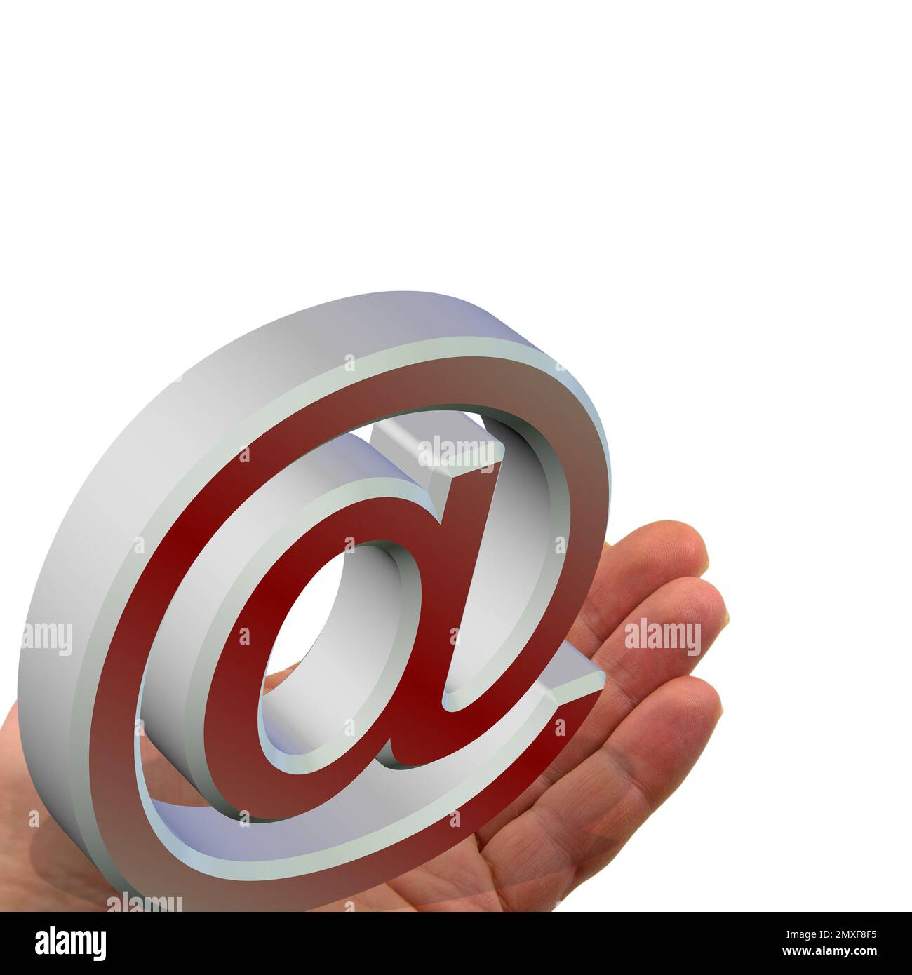 Hand with email symbol against white background Stock Photo - Alamy