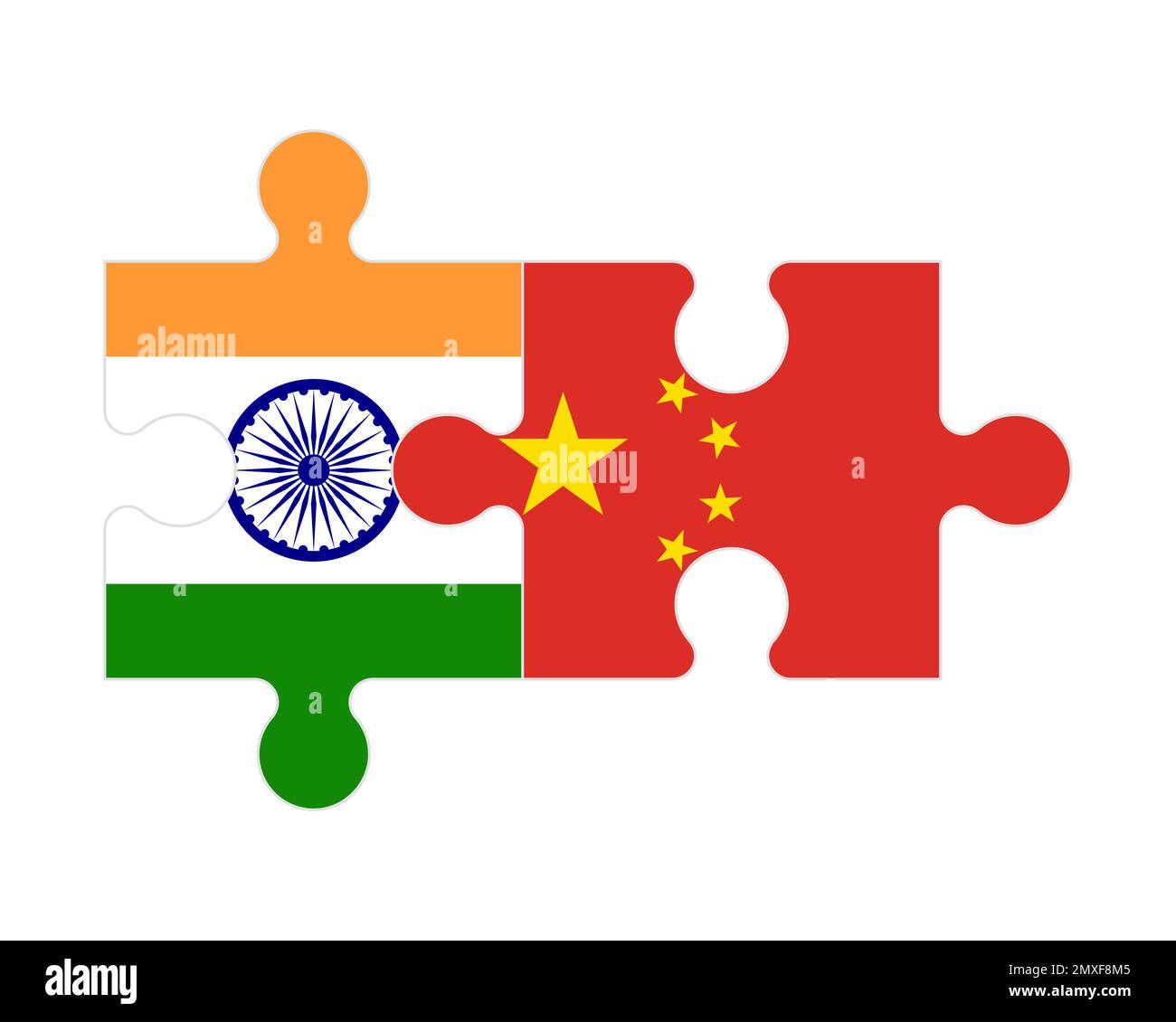 Connected puzzle of flags of India and China, vector Stock Vector Image ...