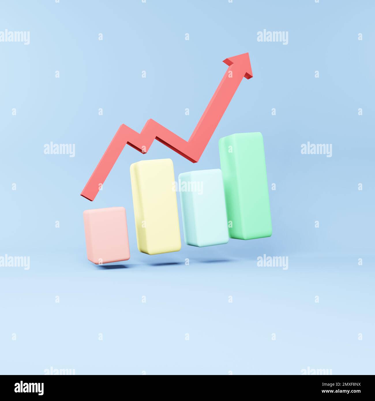 Business and finance concept. A graph or chart showing a growth of red ...