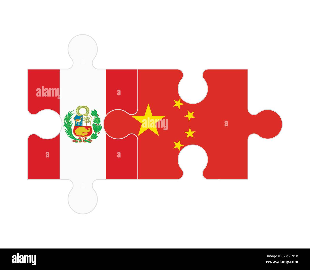 Connected puzzle of flags of Peru and China, vector Stock Vector Image ...