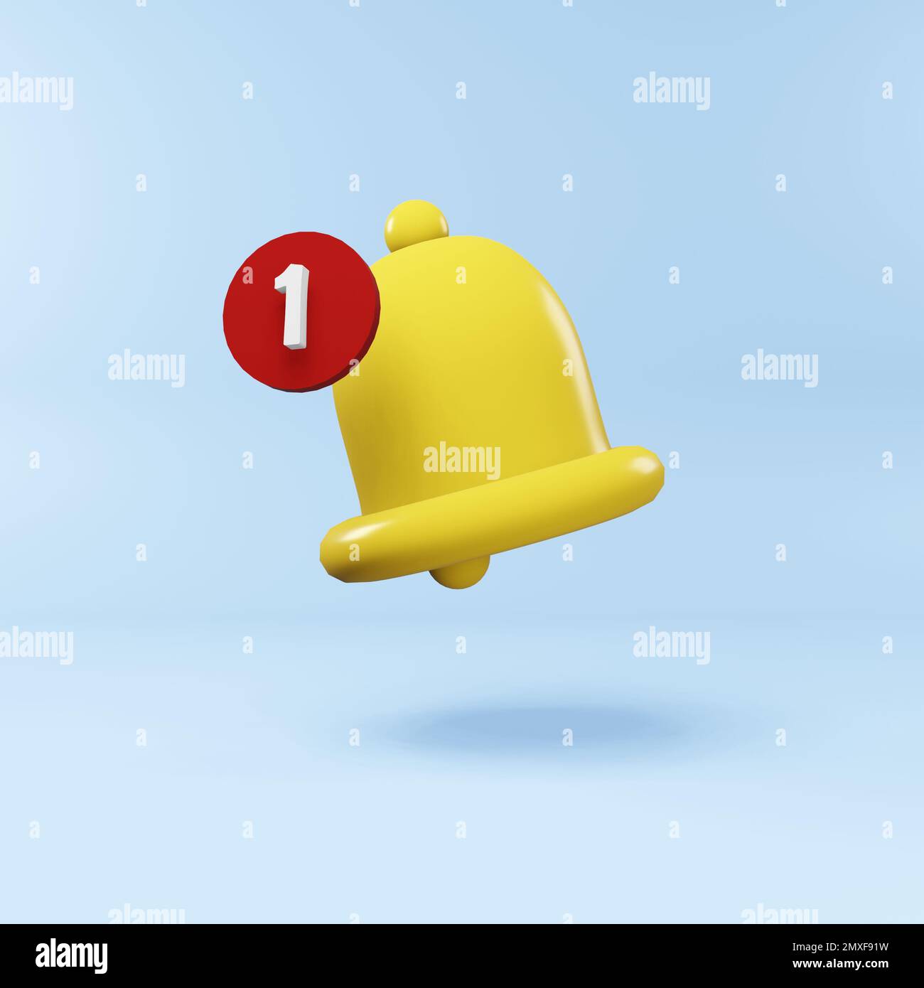 3D render illustration of a push notification bell Stock Photo - Alamy