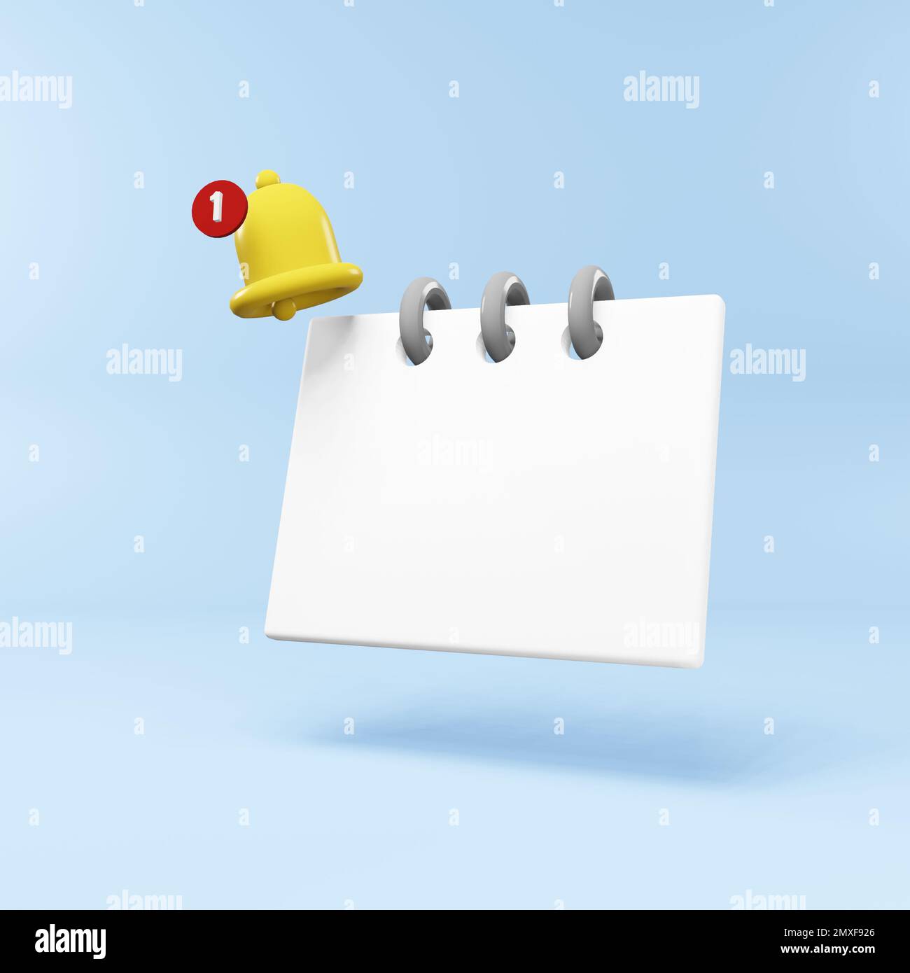 3D render illustration of an empty reminder, memo or note with a push ...