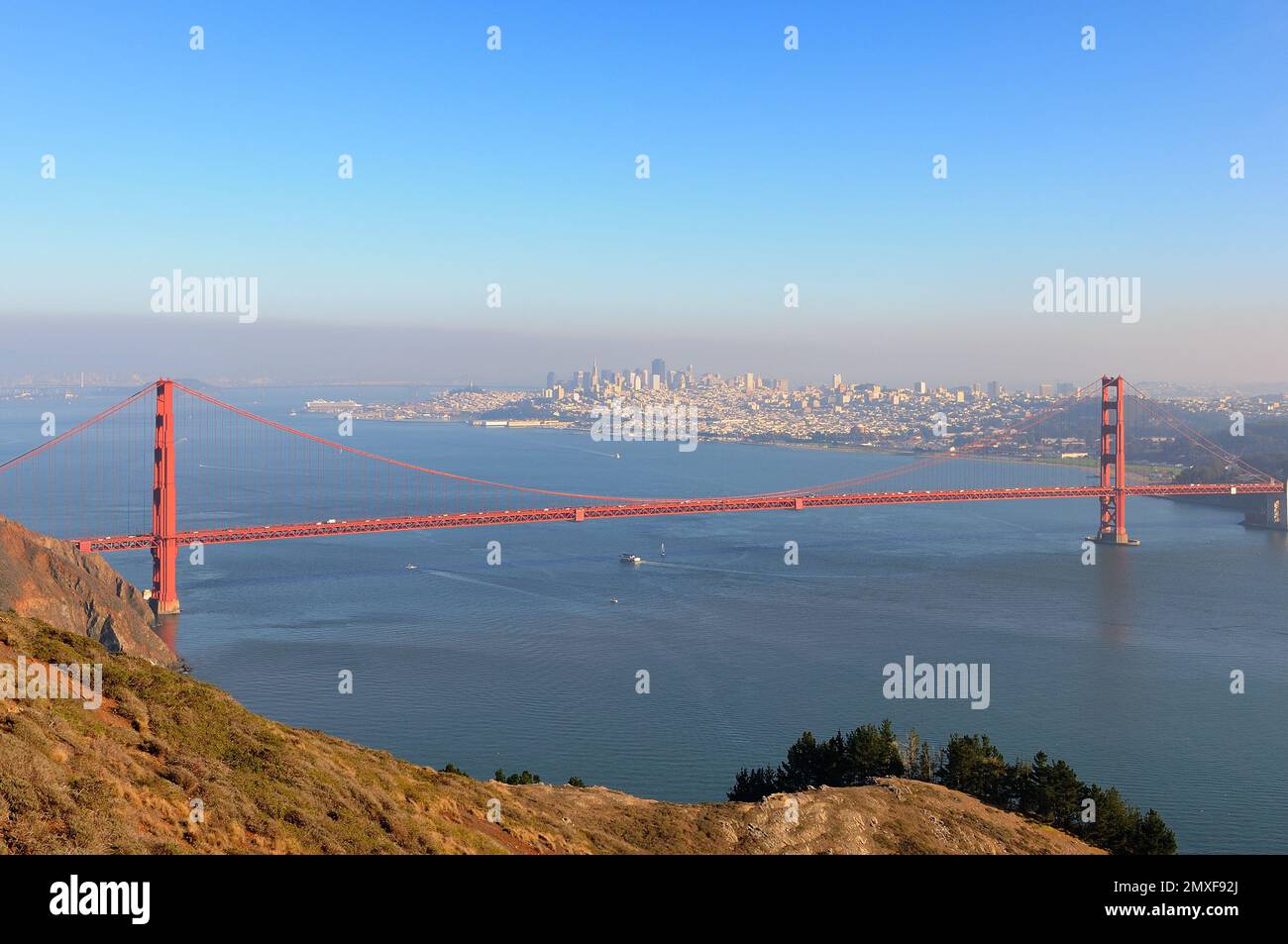 The Golden Gate Bridge closing the Golden Gate Bay in the area of the ...