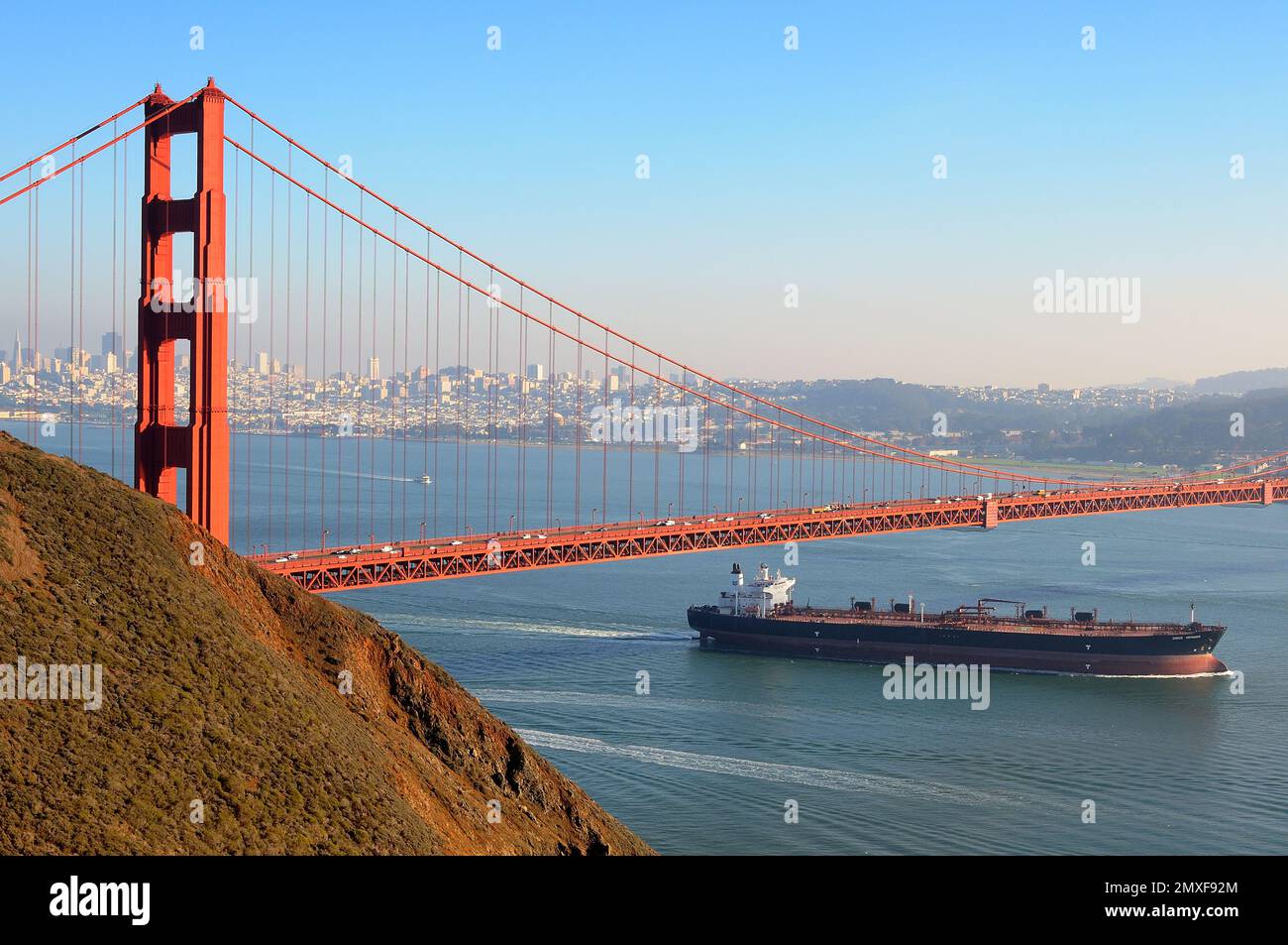 The Golden Gate Bridge closing the Golden Gate Bay in the area of the ...