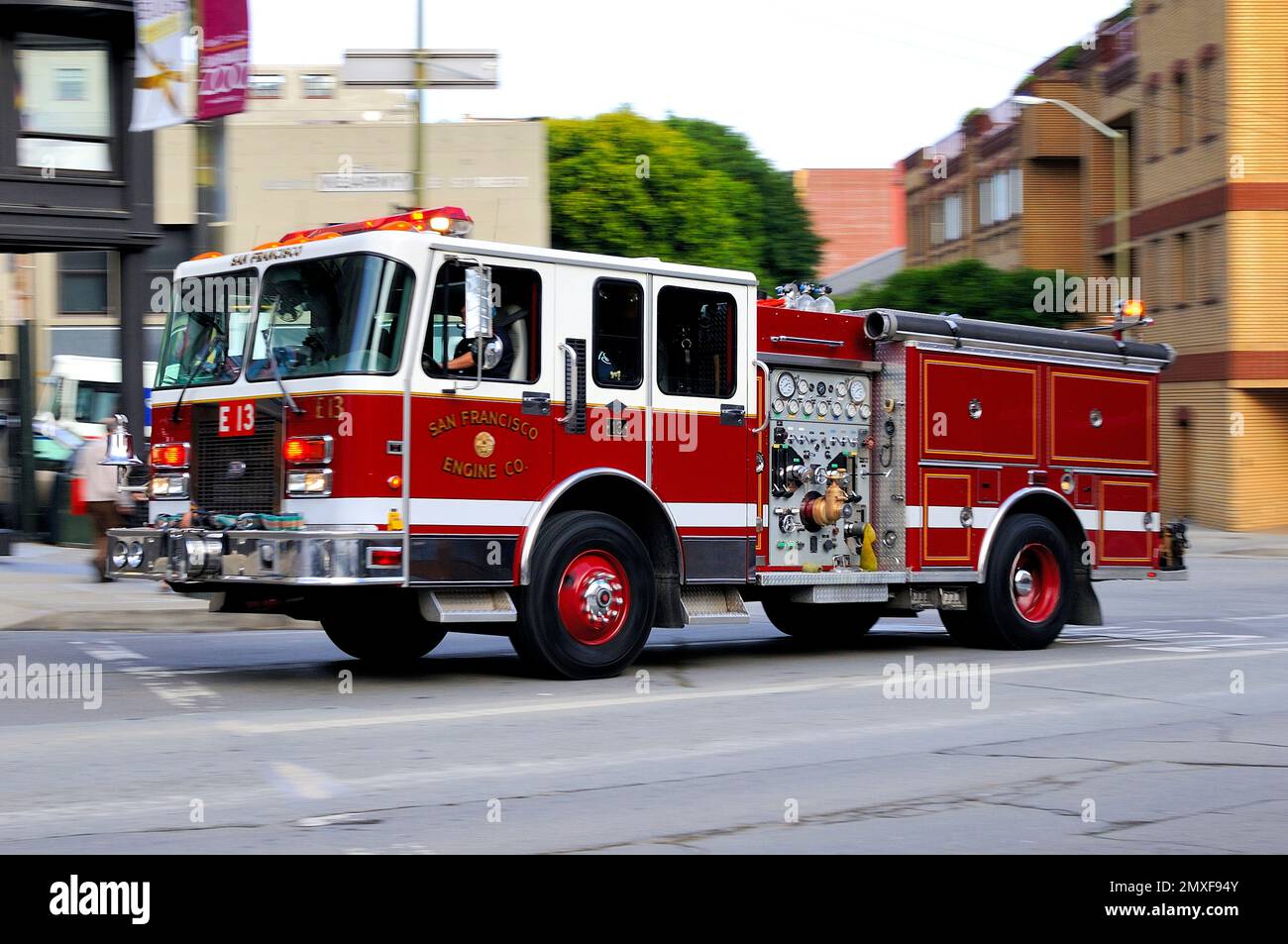 San Francisco firefighters on their way to answer to an emergency on ...
