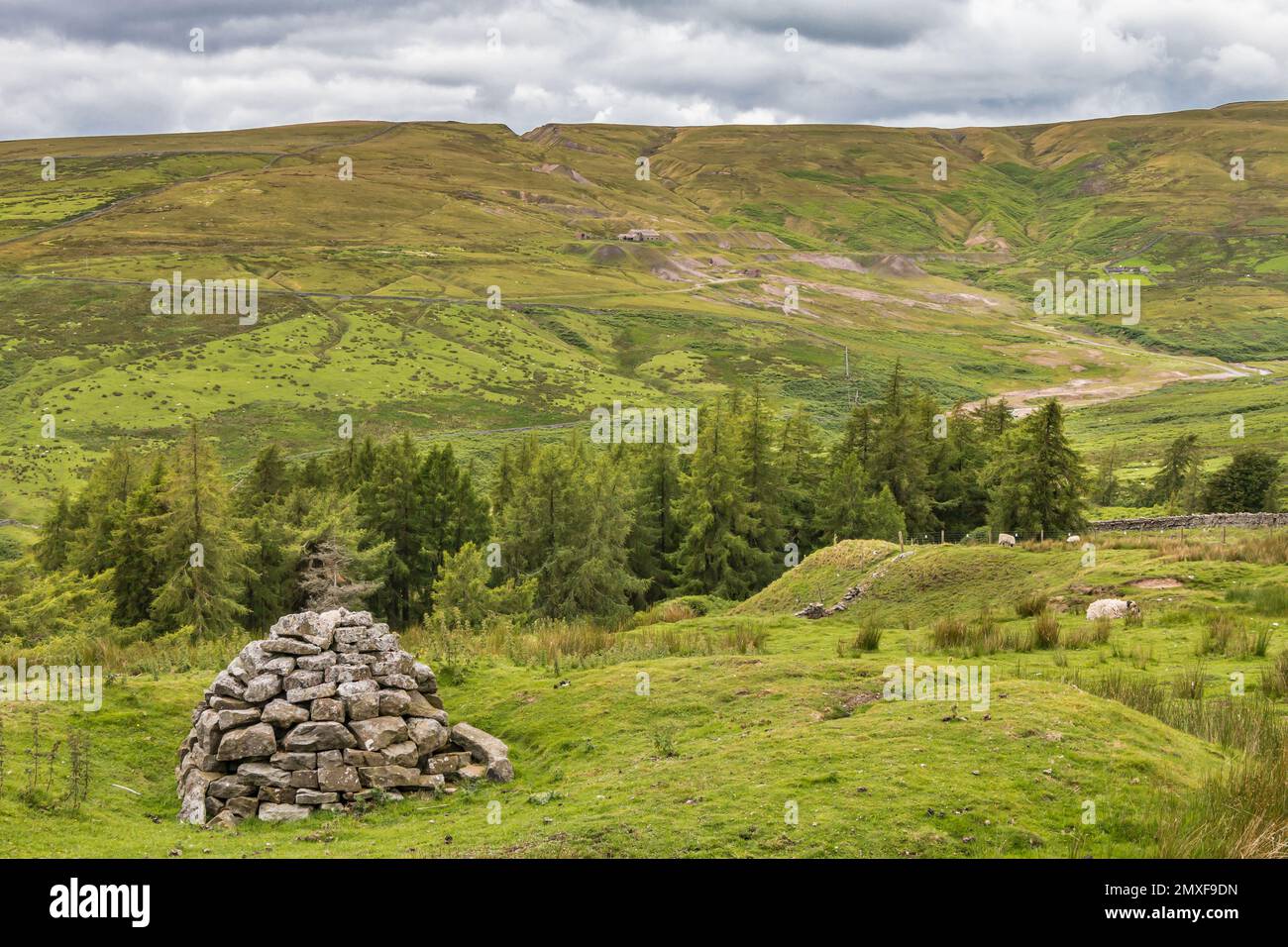 Across the Hudes Hope valley towards Coldberry mine from the Marlbeck ...