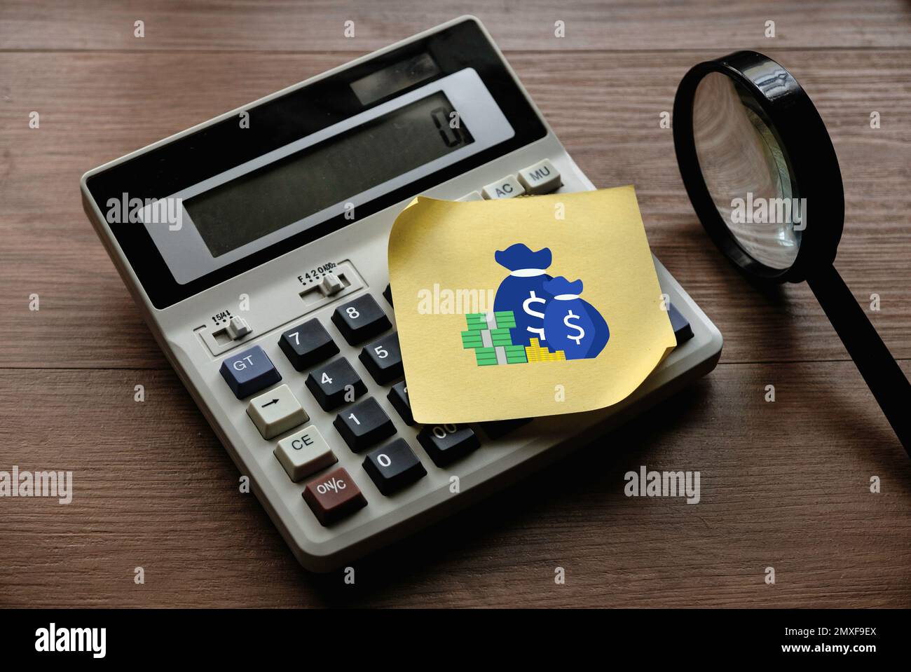 Concept of tax, financial review or search for return with a magnifying ...