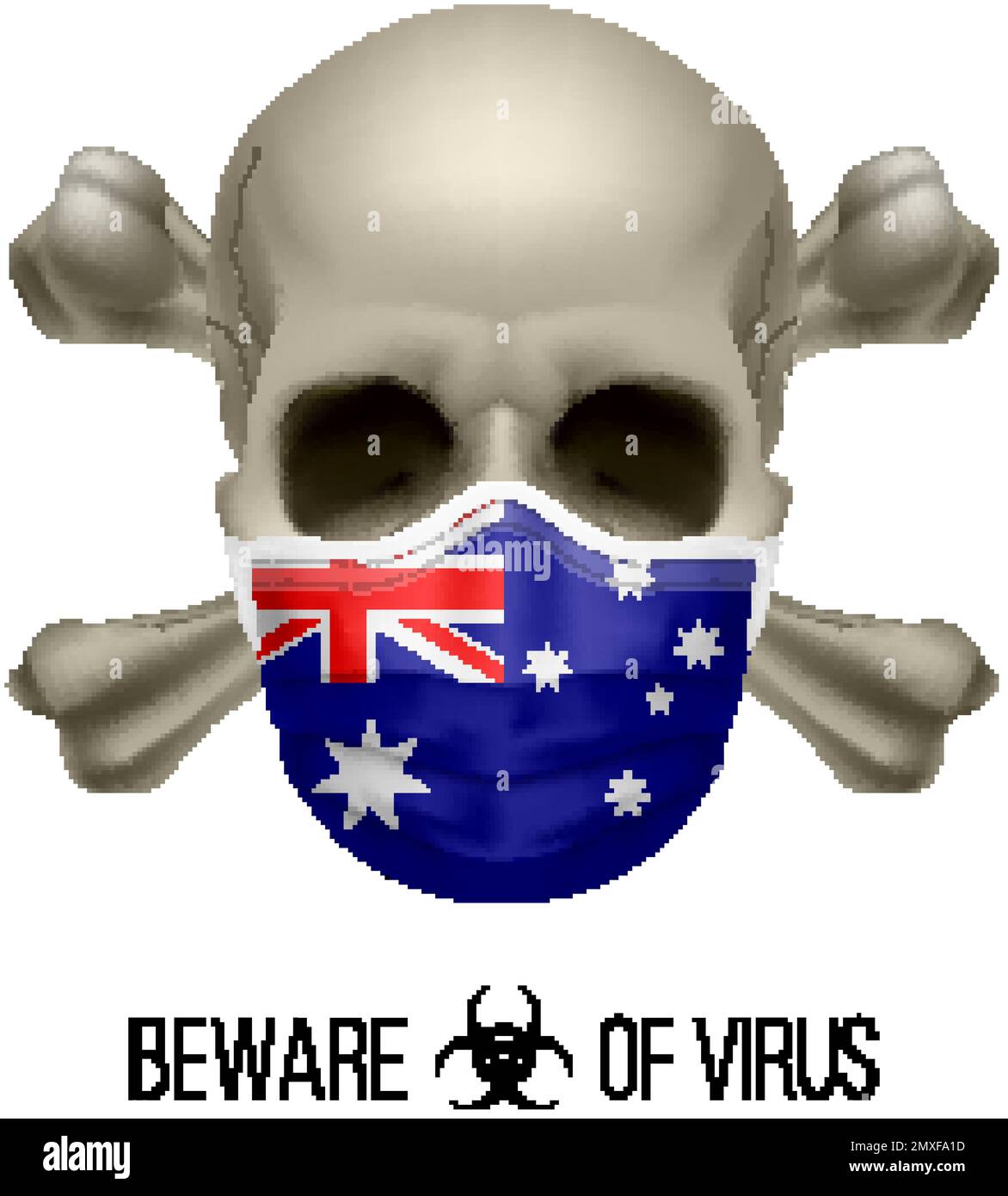 Human Skull with Crossbones and Surgical Mask in the Color of National ...