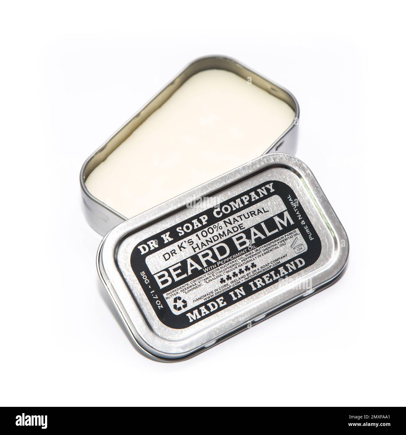 A beard balm in a container on white background Stock Photo - Alamy