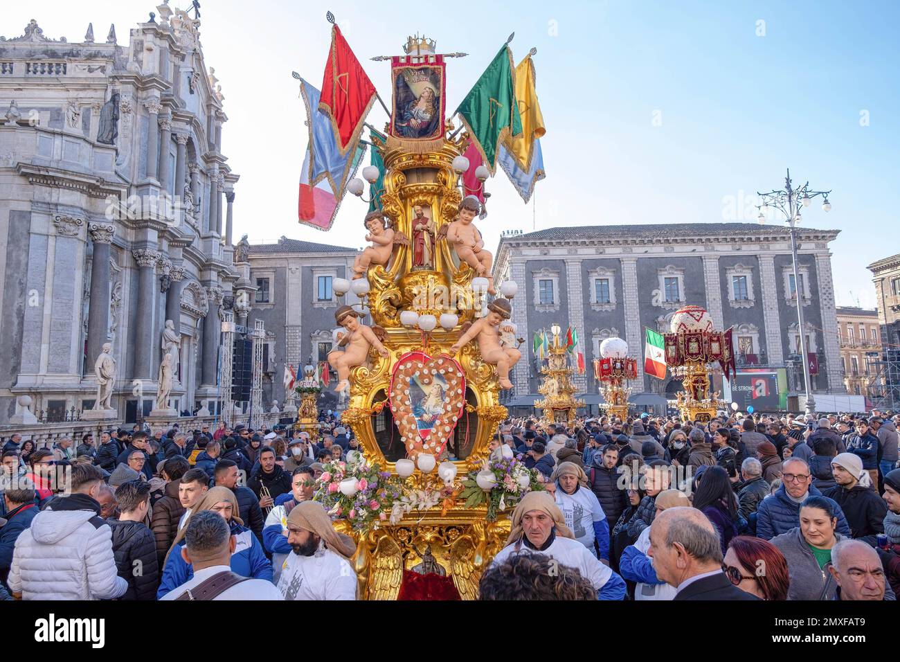 Catania, Italy. 03rd Feb, 2023. A traditional Candelora seen standing ...