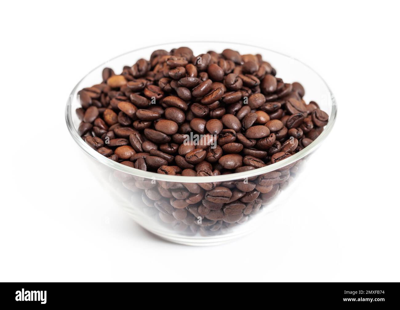 Glass bowl plate with fresh raw aroma coffee beans on white Stock Photo ...