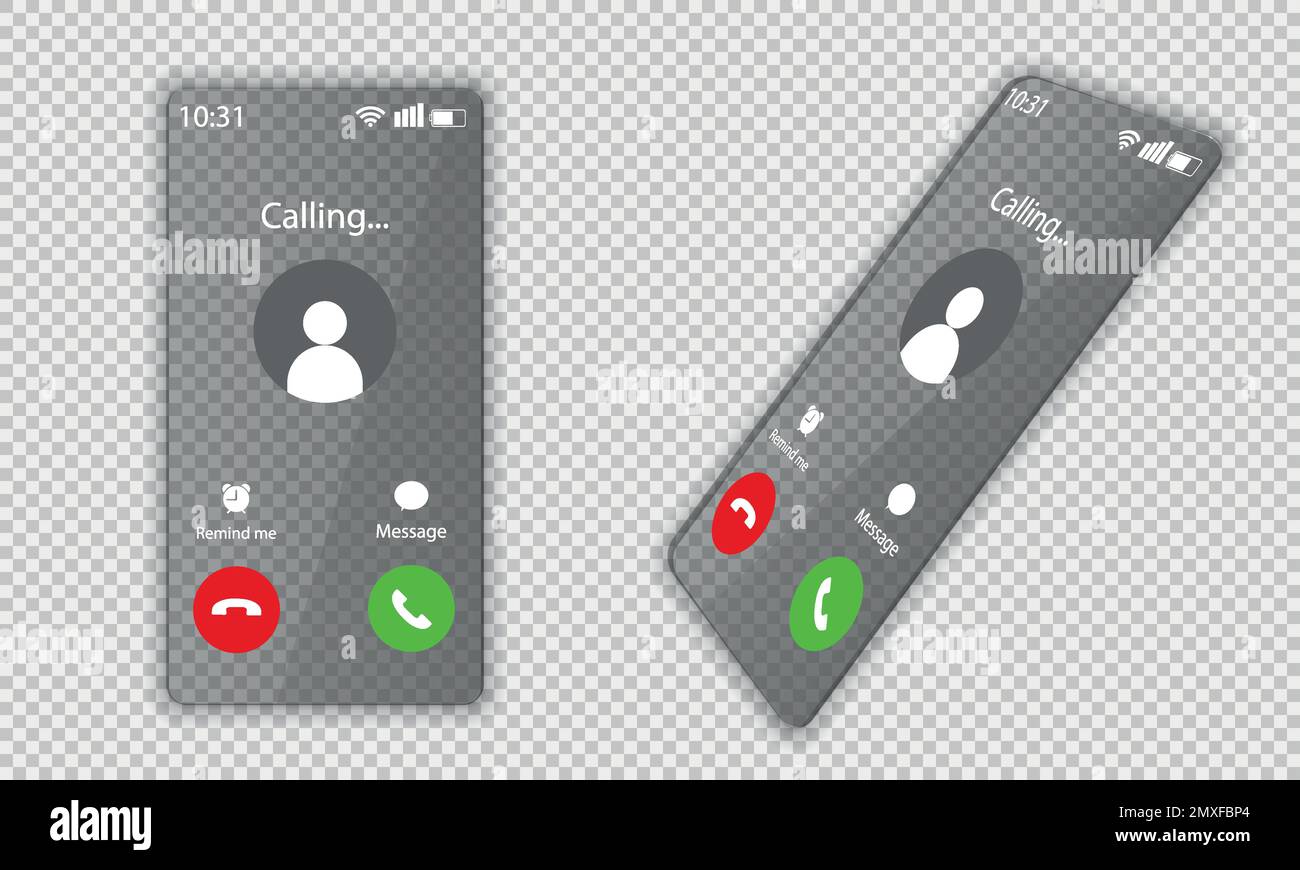 Call Screen Concept UI Set with realistic transparent background ... Call Screen Concept UI Set with realistic transparent background ...