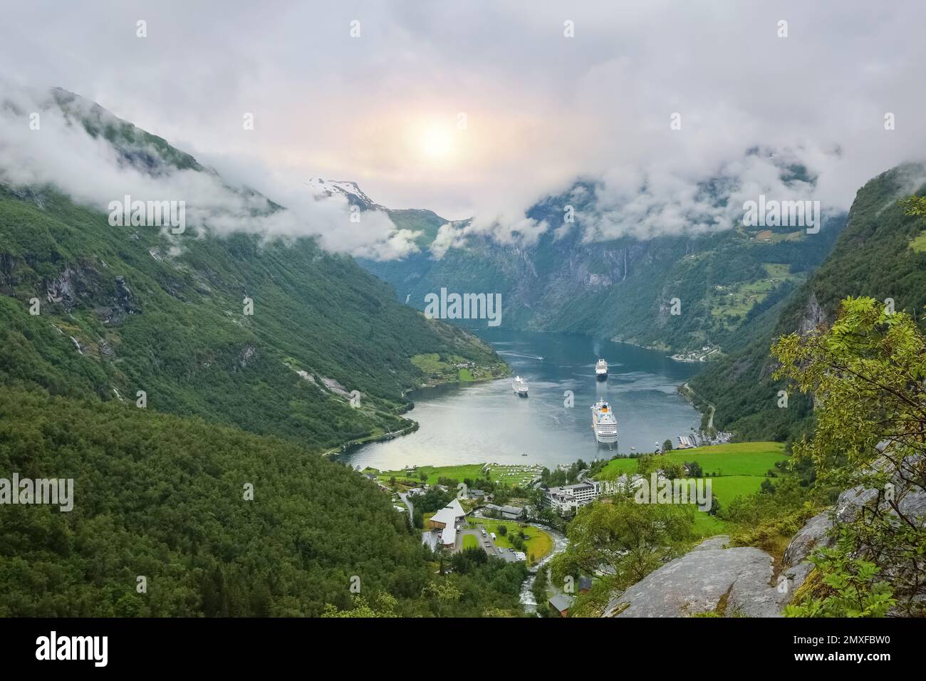 Norwegian Geiranger fjord (UNESCO World Heritage Site), with majestic ...