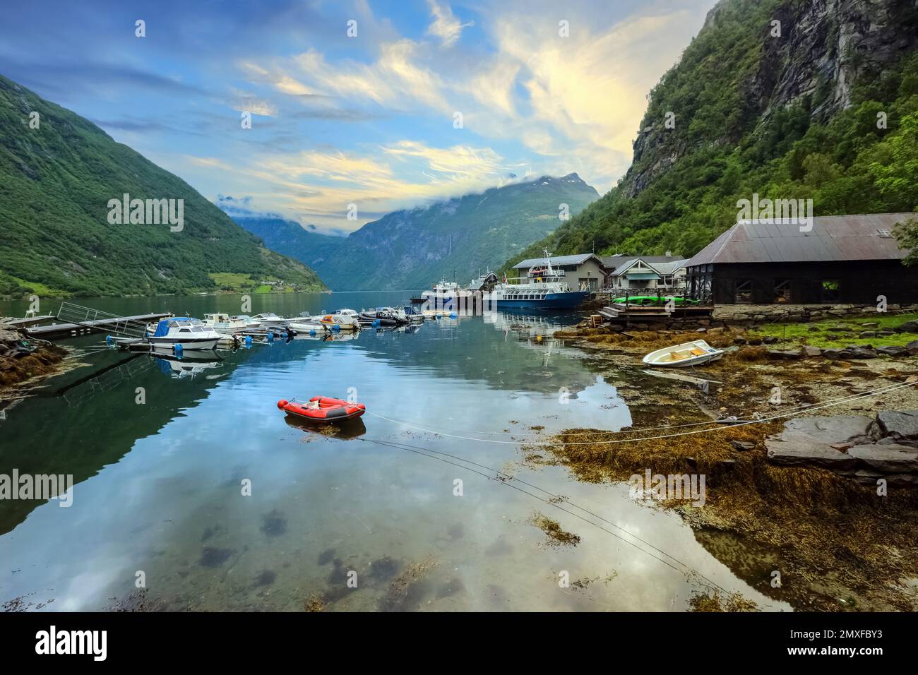Norwegian Geiranger fjord (UNESCO World Heritage Site), with majestic ...