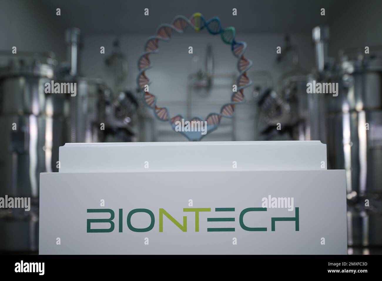 Marburg, Germany. 02nd Feb, 2023. A plasmid model stands on a pedestal ...