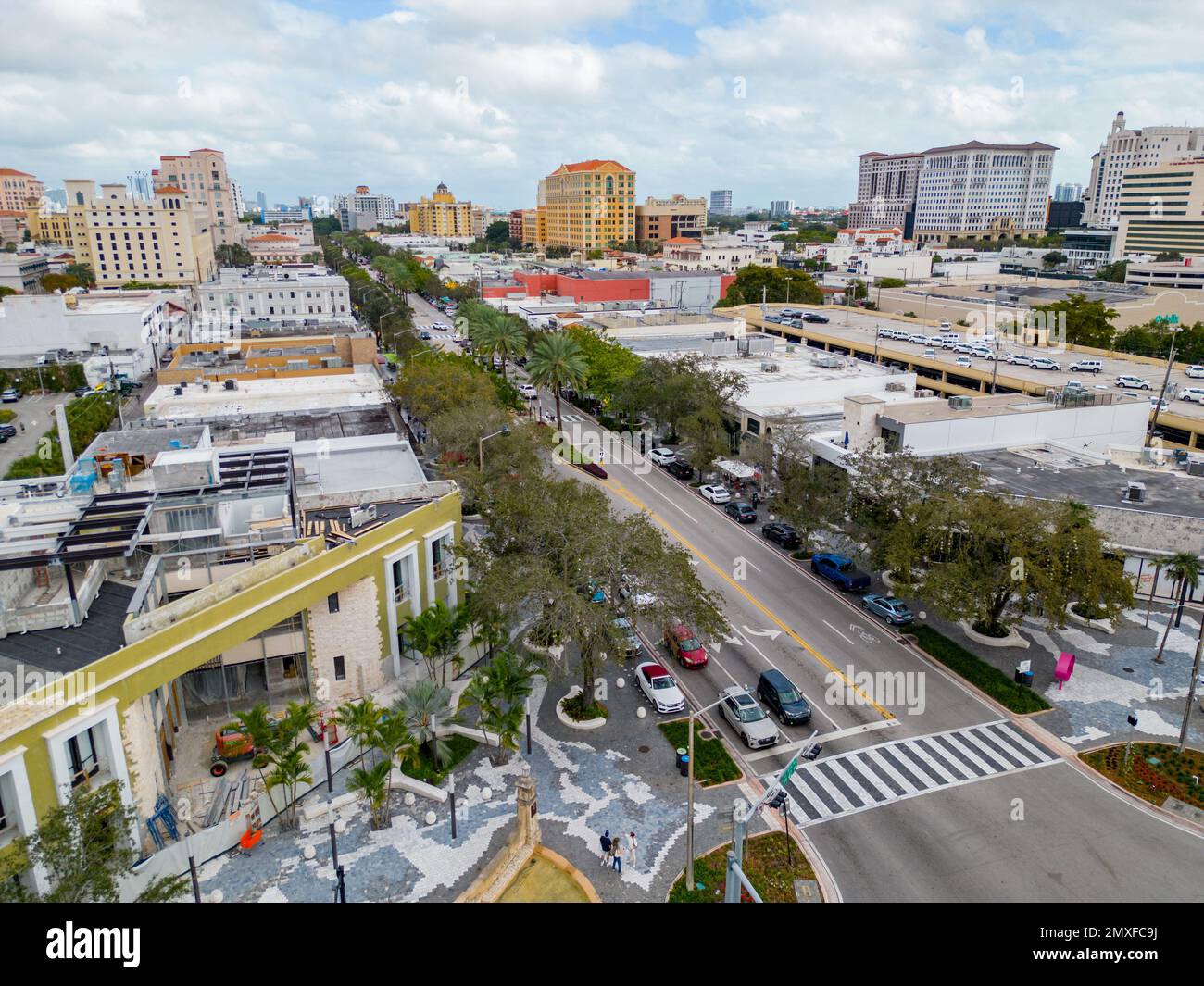 Coral Gables, FL, USA - January 28, 2023: Aerial photo Miracle Mile ...