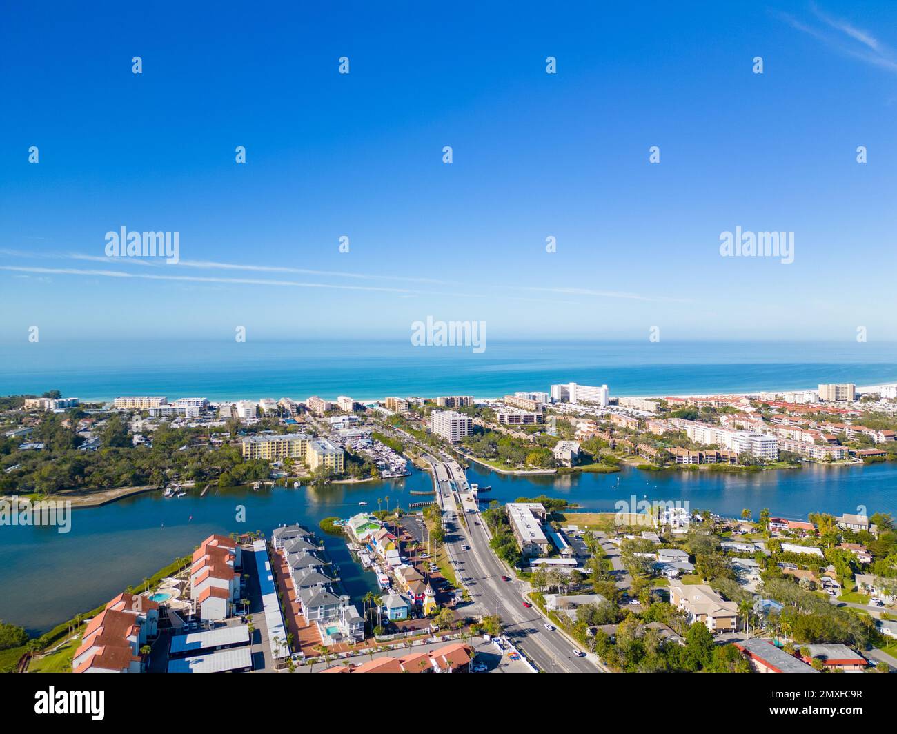 Aerial photo Siesta Key Beach Gulf of Mexico Stock Photo - Alamy