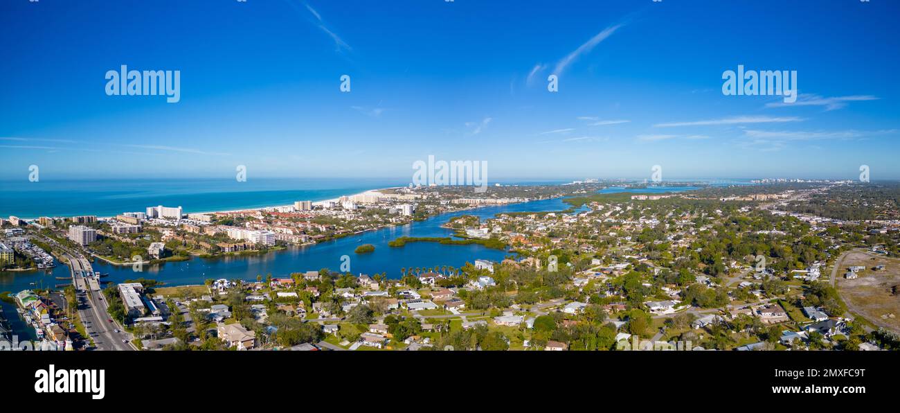 Aerial panorama Siesta Key and luxury homes in Sarasota Florida Stock ...