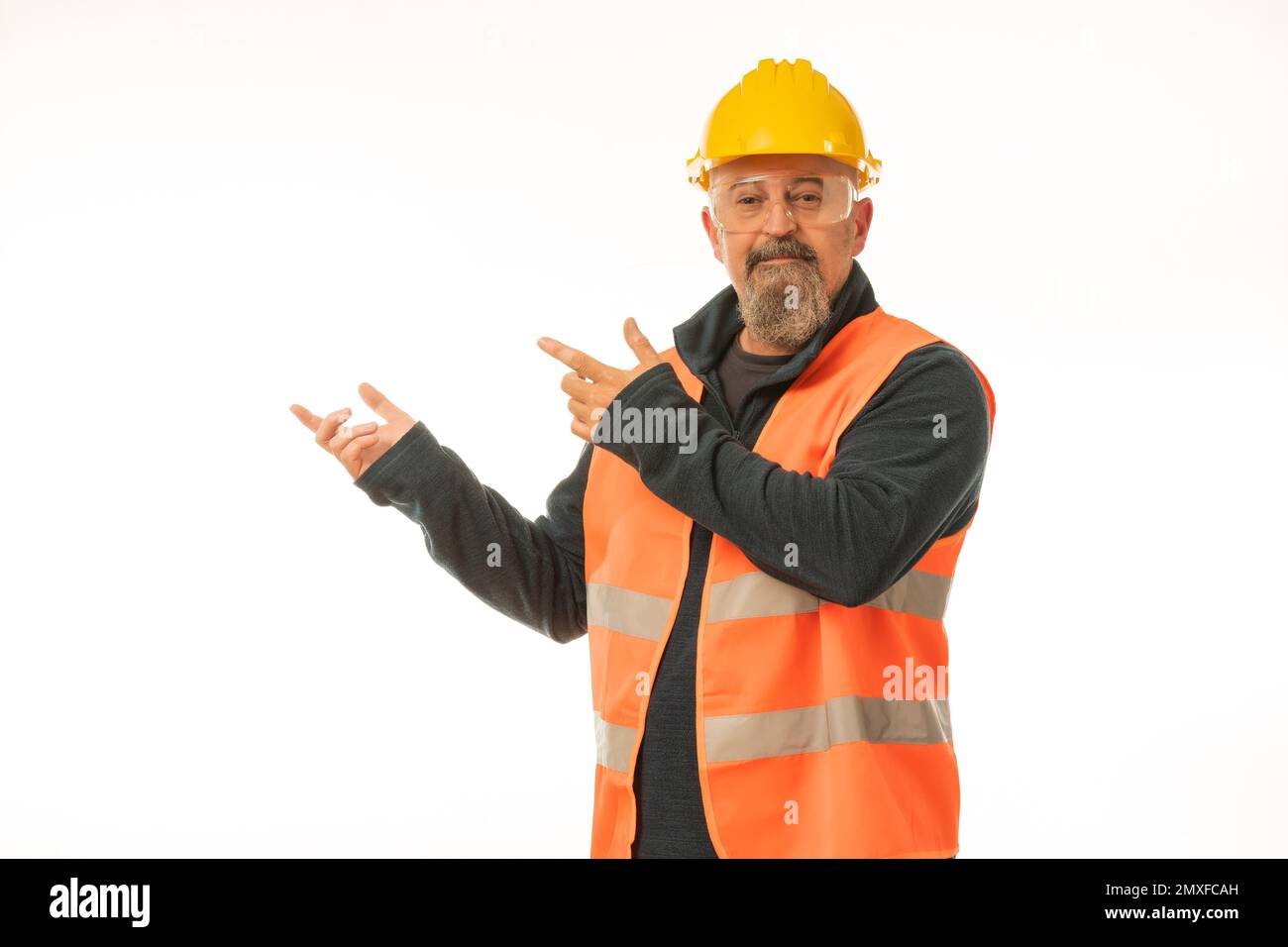 A happy caucasian construction manager posing on white background Stock ...